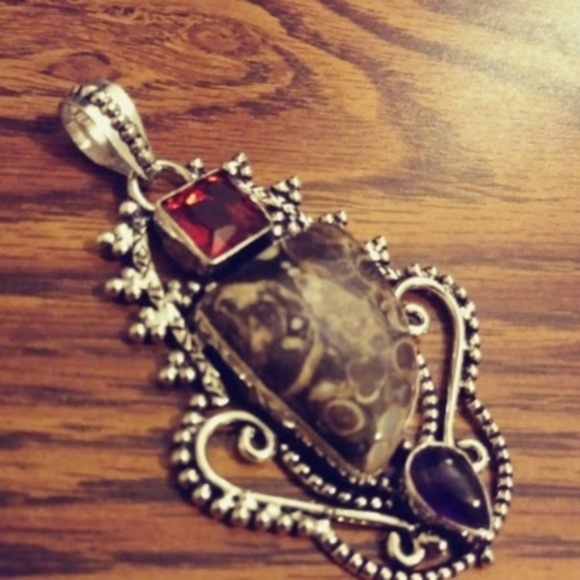 Handmade | Jewelry | Turtella Jaspergarnetamethyst Pendant Kp23 | Poshmark
